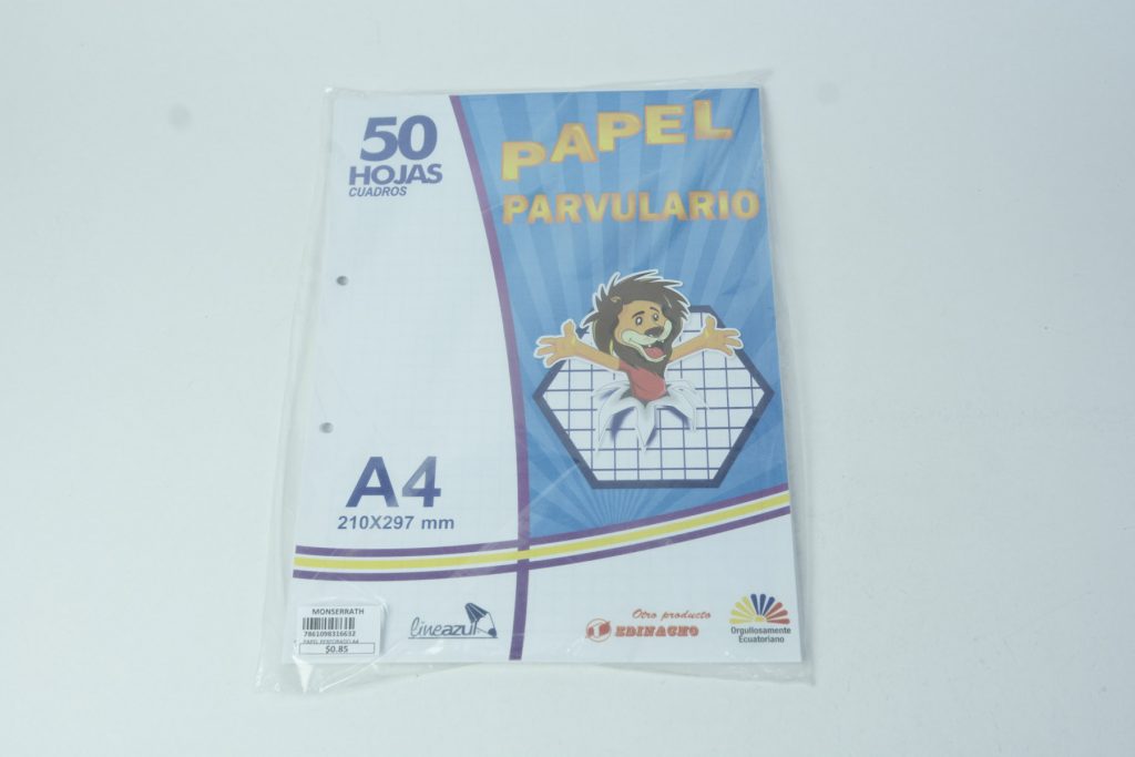 PAPEL PERFORADO A4 CUADROS PARVULARIO – Monserrath